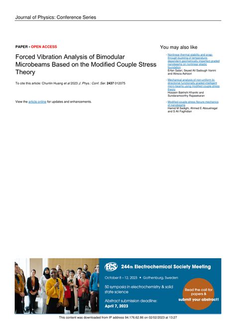 Pdf Forced Vibration Analysis Of Bimodular Microbeams Based On The Modified Couple Stress Theory