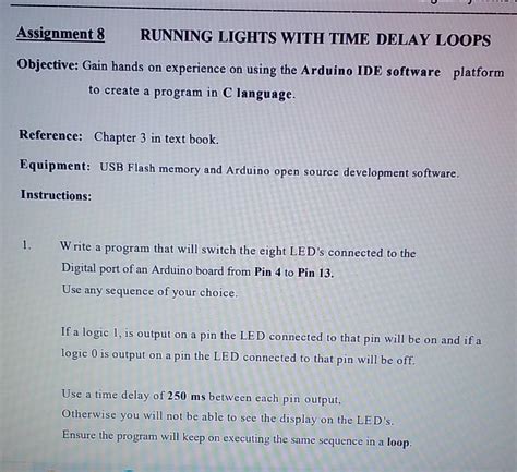 Solved Assignment 8 Running Lights With Time Delay Loops