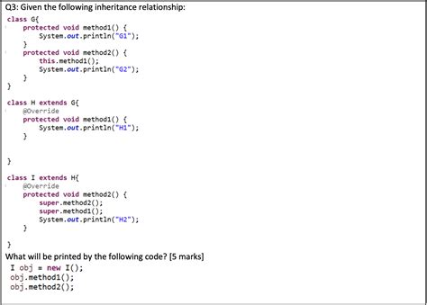 Solved Q3 Given The Following Inheritance Relationship