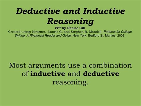 Ppt Deductive And Inductive Reasoning In Arguments Powerpoint