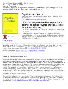 Pdf Effects Of Long Term Meditation Practice On Attentional Biases Towards Emotional Faces An