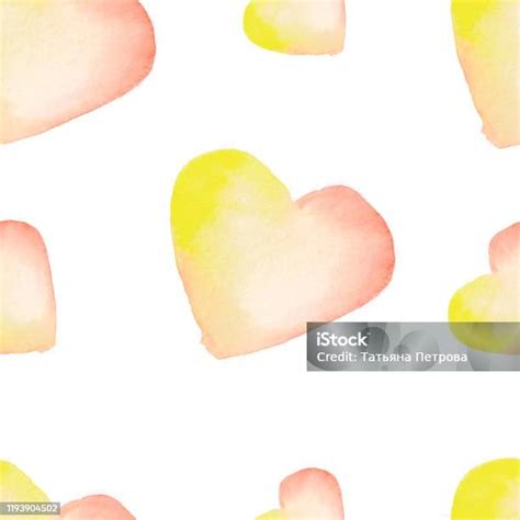 옐로우 하트 패턴 흰색 배경에 고립 된 손으로 그린 수채화 노란색 마음 써니 원활한 배경 귀여운에 대한 스톡 벡터 아트 및 기타