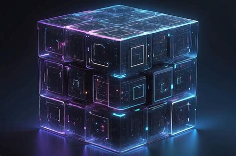 premium photo big data cube quantum computer server concept background 3d blockchain cube