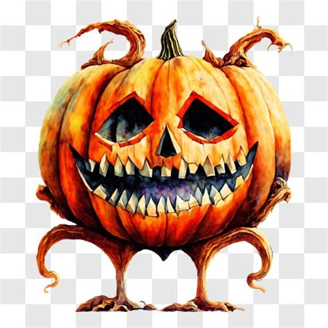 Download Terrifying Pumpkin With Fangs For Halloween Png Online Creative Fabrica