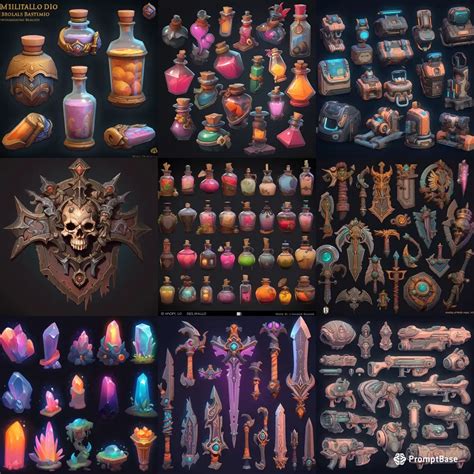 Game Icons Assets Designs Midjourney Prompt Promptbase