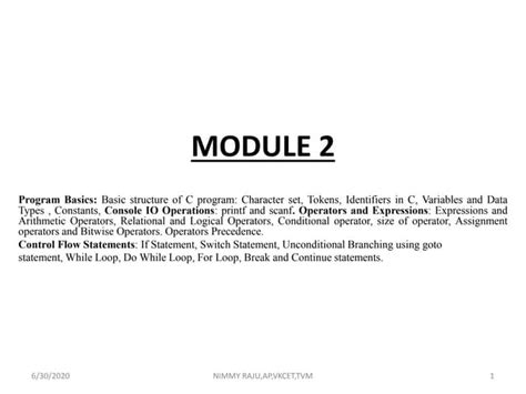 Est 102 Programming In C Module 2 Ppt