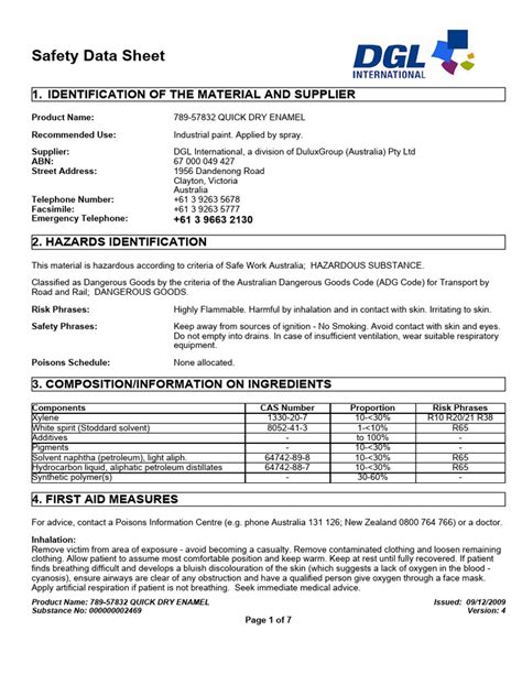 Quick Dry Enamel Msds Pdf Dangerous Goods