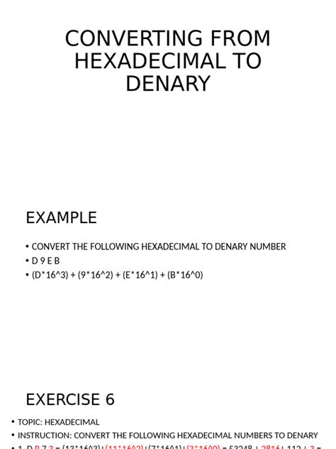Converting From Hexadecimal To Denary Pdf
