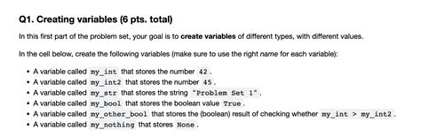Solved Q1 Creating Variables 6 Pts Total In This First