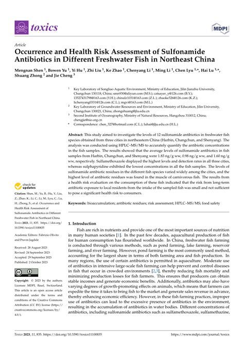 Pdf Occurrence And Health Risk Assessment Of Sulfonamide Antibiotics