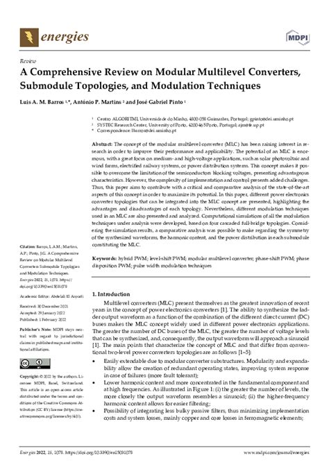 Pdf A Comprehensive Review On Modular Multilevel Converters Submodule Topologies And