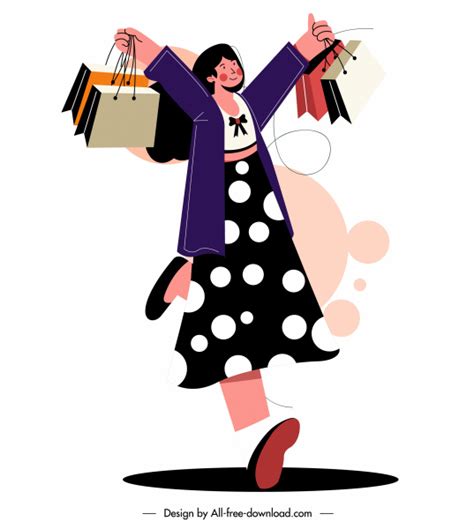 Lifestyle Icons Lady Activities Sketch Cartoon Design Vectors Graphic
