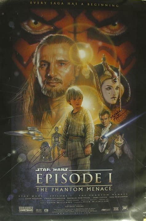 George Lucas And Natalie Portman Signed Star Wars Vintage 24 X 36