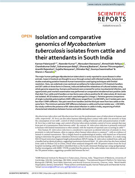 Pdf Isolation And Comparative Genomics Of Mycobacterium Tuberculosis