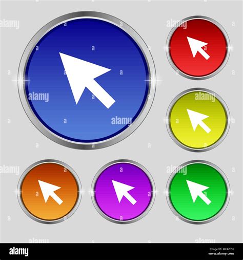 Arrow Cursor Computer Mouse Icon Sign Round Symbol On Bright