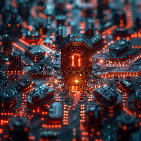 A Close Up Microscopic Shot Of A Computer Motherboard With The Cpu