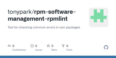 Github Tonyparkrpm Software Management Rpmlint Tool For Checking