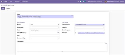 Odoo Vehicle Activity Type Odoo V Community Edition