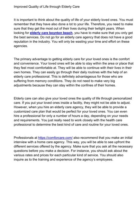 Ppt Improved Quality Of Life Through Elderly Care Powerpoint