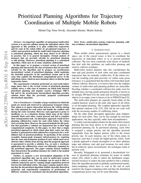 Pdf Prioritized Planning Algorithms For Trajectory Coordination Of