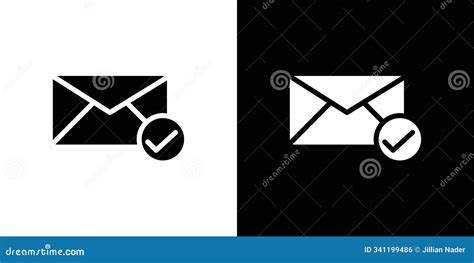 Check Message Icon Black And White Vector Outline Sign Cartoondealer