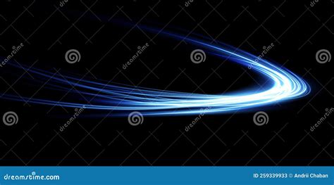 Abstract Light Lines Of Movement And Speed In Blue Light Everyday Glowing Effect Stock