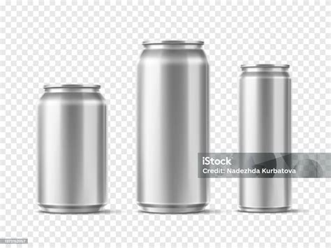 주석 음료 캔 사실적인 알루미늄 항아리 맥주 소다 및 에너지 탄산 음료용 3d 포장 소다 병 빈 강철 용기 레이아웃 크기가 다릅니다 벡터 패키지 세트 0명에 대한 스톡 벡터