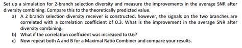 Set Up A Simulation For 2 Branch Selection Diversity