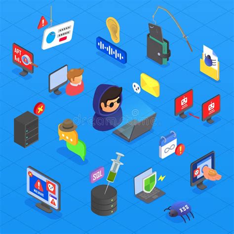 Cyber Security Isometric Concept Stock Vector Illustration Of User