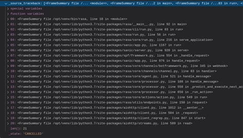 concurrent futures base cancellederror with long running custom actions rasa open source