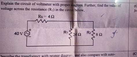 Explain The Circuit Of Voltmeter With Proper Dagram Further Find The Va