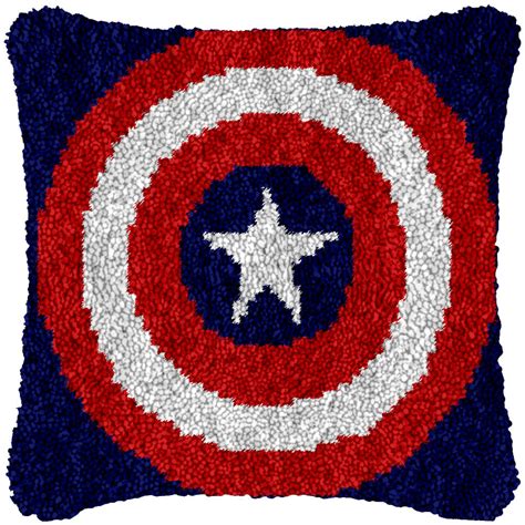 Captain Shield Diy Latch Hook Pillowcase Making Kit For Adults Latch Hook Crafts