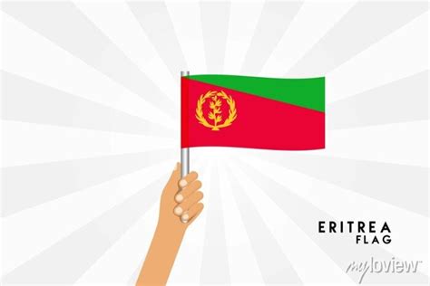 Vector Cartoon Illustration Of Human Hands Hold Eritrea Flag Posters For The Wall Posters