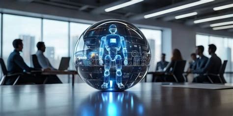 Robot Team Working In The Office Instead Human Future Technology Concept Stock Illustration