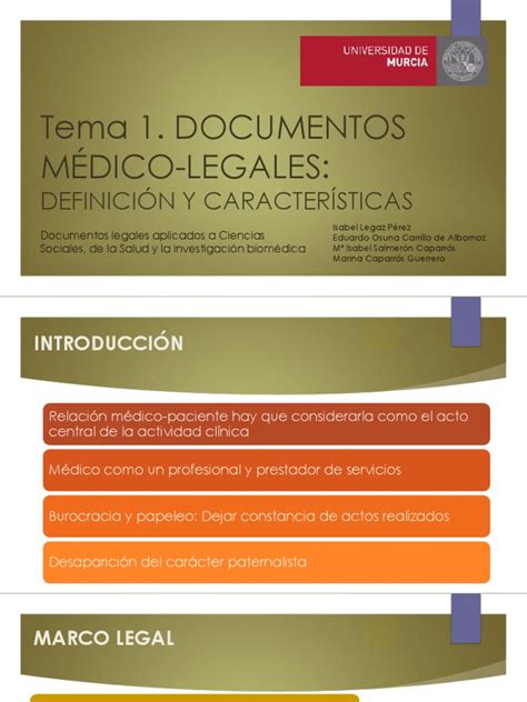 Tema1 Documentos Medico Legales Pdf Historial Médico