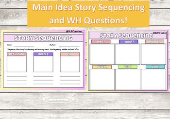 Main Idea Sequencing Charts For Sequence Of Events Story Retell Wh