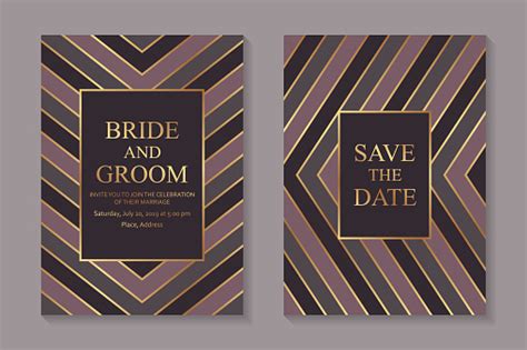 비즈니스 또는 프리젠 테이션 이나 인사말을위한 현대 기하학적 고급 결혼식 초대장 디자인 또는 카드 템플릿 Rsvp에 대한 스톡 벡터 아트 및 기타 이미지 Istock