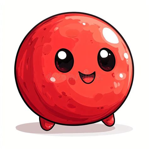 Cute Red Blob Character Illustration Kawaii Style Ai Generated Stock Illustration