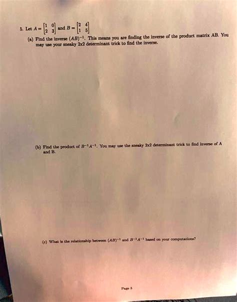 Solved5 Let 4 And B And Find Tha Invrrte Ab This Means You