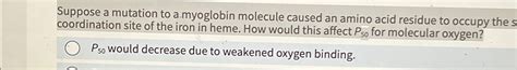 Suppose A Mutation To A Myoglobin Molecule Caused An