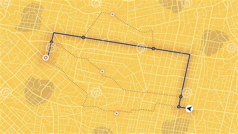 Concept Of Shortest Path To The Goal Abstract Navigation Plan On City Map Stock Vector