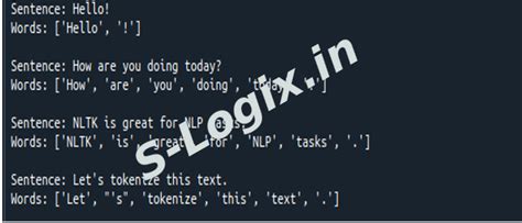 Python Sample Code For Word And Sentence Tokenize Using Nltk S Logix