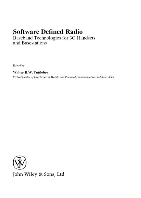 Title Page Software Defined Radio Baseband Technologies For 3g Handsets And Basestations Book