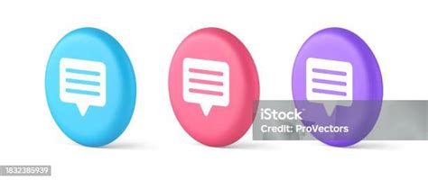 채팅 상자 버튼 소셜 네트워크 문자 메시지 인터넷 통신 3d 등각 투영 원 아이콘 3차원 형태에 대한 스톡 벡터 아트 및 기타 이미지 3차원 형태 가상현실 공란