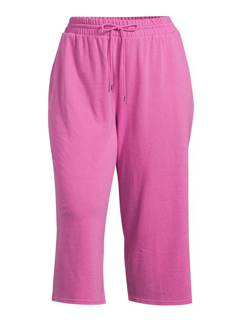 Terra And Sky Womens Plus Size Pull On French Terry Cloth Capris 22” Inseam