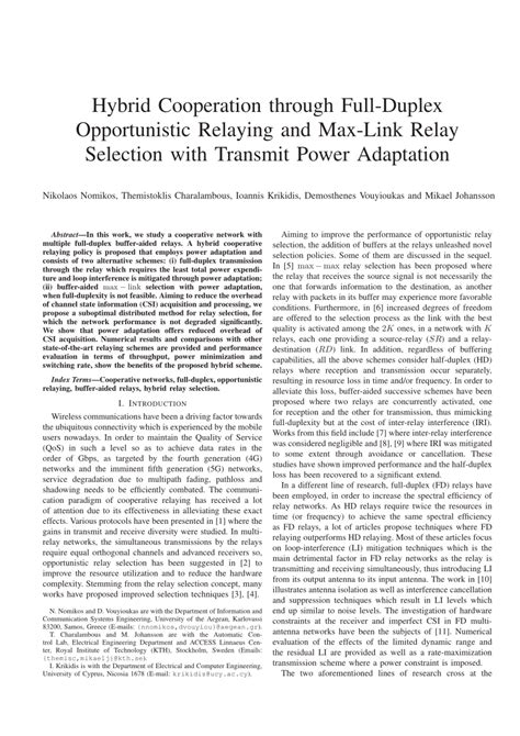 Pdf Hybrid Cooperation Through Full Duplex Opportunistic Relaying And