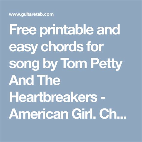 Free Printable And Easy Chords For Song By Tom Petty And The