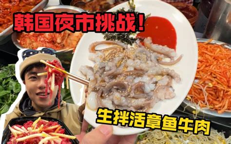 10w韩元挑战首尔夜市！章鱼拌牛肉也太生猛了吧？！ 東君小宇 東君小宇 哔哩哔哩视频