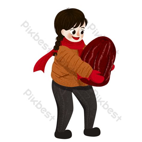 Creative Drawing Girl Holding Red Dates PSD PNG Images Free Download Pikbest