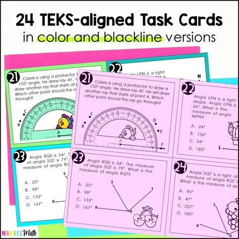 4th Grade Geometry Staar Review Task Cards Printable Marvel Math